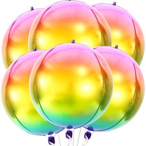 katchon, rainbow foil balloons - 22 inch, pack of 6 | 4d gradient rainbow balloons | tie dye balloons for birthday party decor | rainbow unicorn balloons | rainbow mylar balloons, iridescent balloons