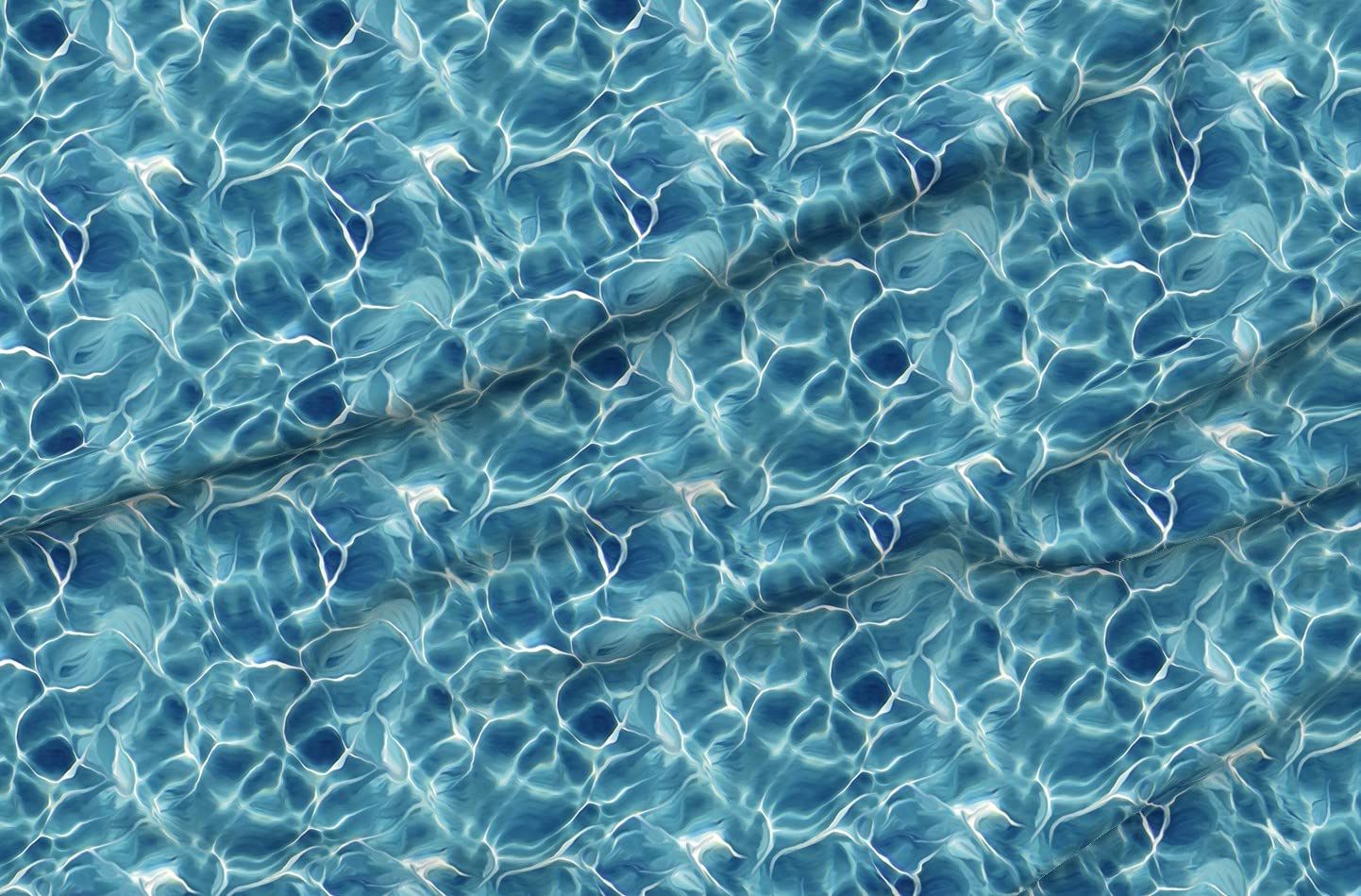 Spoonflower Fabric - Aqua Water Swimming Waves Sea Ocean Pacific Lagoon Pool Caribbean Printed on Petal Signature Cotton Fabric Fat Quarter - Sewing Quilting Apparel Crafts Decor