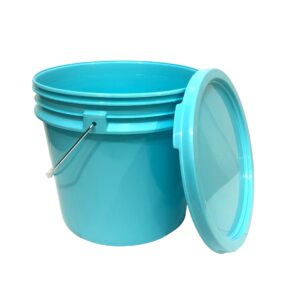 3.5 gallon bucket with lid - durable all purpose pail food safe, bpa free, commercial grade (aqua, 1)