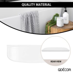 Questech Decor Floating Shower Shelf, Wall Mounted Retrofit for Tiled Shower Walls, Bathroom Shower Organizer, 12 Inch Metro Flatback Shelf, Bright White Polished