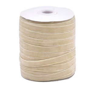 pandahall 50 yards velvet ribbon 3/8inch wide single face velvet ribbon roll with spool for gift wrapping decoration party wedding arts crafts (dark khaki)