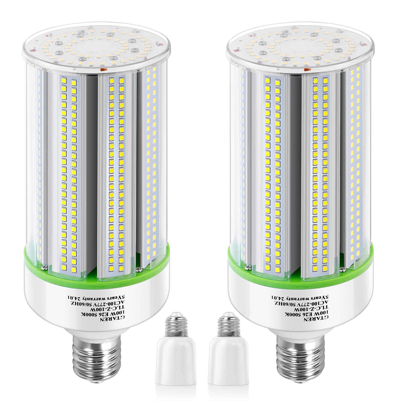 2-Pack 100W LED Corn Bulbs,5000K,AC110-277V,14000lm,E26/E39 Base,LED Replacement Metal Halide HID CFL for Commercial Industrial Lighting Warehouse High Bay Light Fixture Garage Workshop