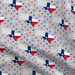 Spoonflower Fabric - Texas Strong White Blue Star Red Cowboy Patriotic Gray State Pride Printed on Petal Signature Cotton Fabric Fat Quarter - Sewing Quilting Apparel Crafts Decor