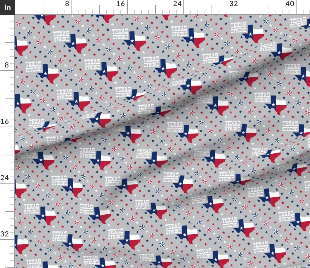 Spoonflower Fabric - Texas Strong White Blue Star Red Cowboy Patriotic Gray State Pride Printed on Petal Signature Cotton Fabric Fat Quarter - Sewing Quilting Apparel Crafts Decor