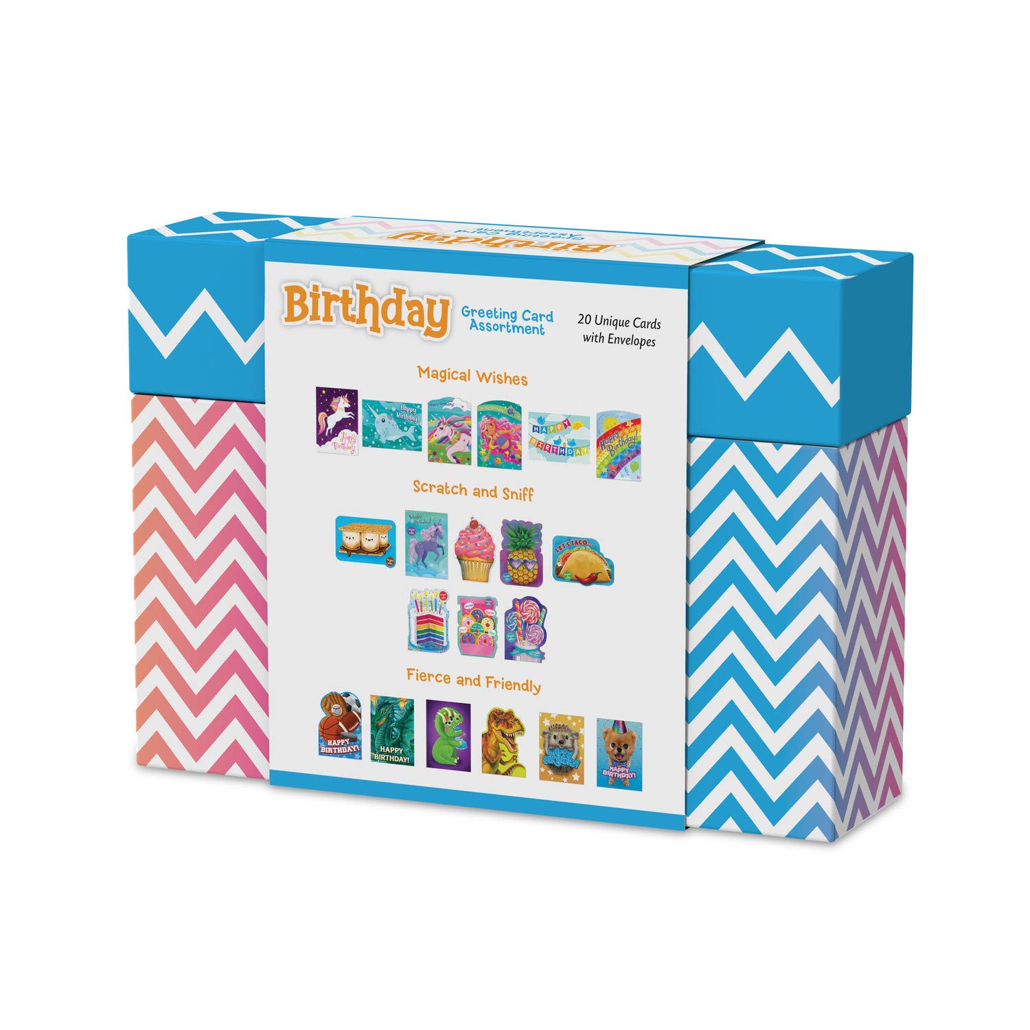 Peaceable Kingdom Birthday Card Assortment Box (20 Cards with Envelopes and Storage Box)