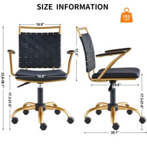 LUX MODERNS Black Desk Chair and Gold Office Chair for Home Office, Small Office Chair,Computer Chair, Task Chair, Ergonomic Office Chair with arm…