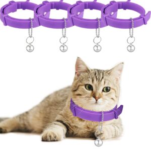 4 pieces cat calming collars adjustable cat pheromones calming collars with 4 bells reducing anxiety for pets suitable for small medium and large cats (15 inches)