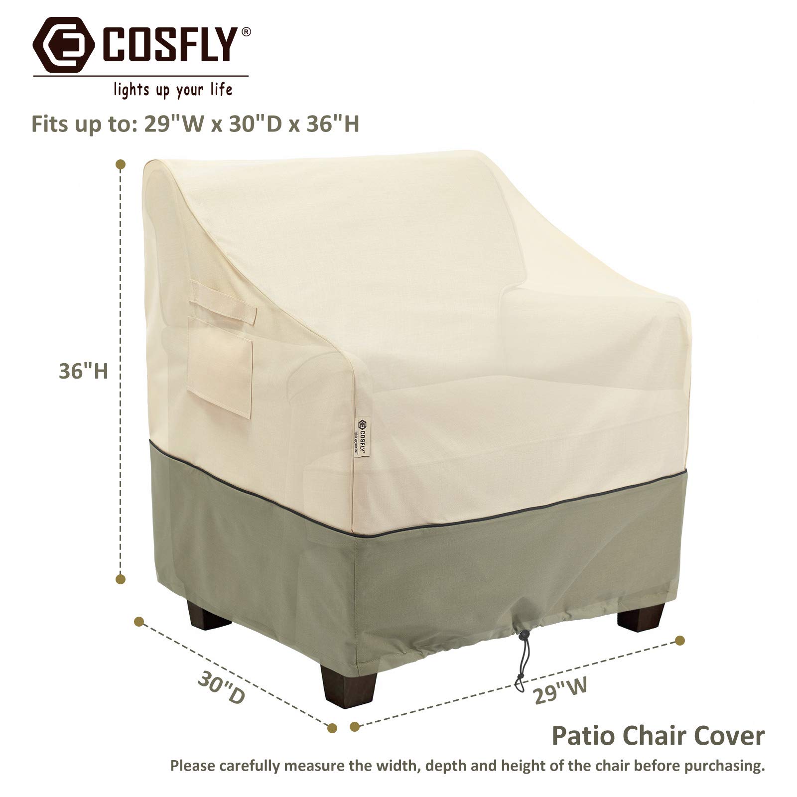 COSFLY Outdoor Furniture Patio Chair Covers Waterproof Clearance, Lounge Deep Seat Cover, Lawn Furnitures Covers Fits up to 29W x 30D x 36H inches(2 Pack)