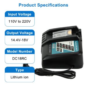 7A DC18RC Rapid Battery Replacement Charger Compatible with 14.4V-18V Lithium ion Battery BL1415 BL1430 BL1815 BL1820B BL1830B BL1840B BL1850B BL1860B LXT400,194205-3, 194309-1 Cordless Tools