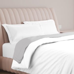 carressa linen 100% egyptian cotton duvet cover queen size - 600 thread count 3 pc duvet cover set, extra long staple egyptian cotton quilt cover, soft, breathable with hidden zipper closure - white