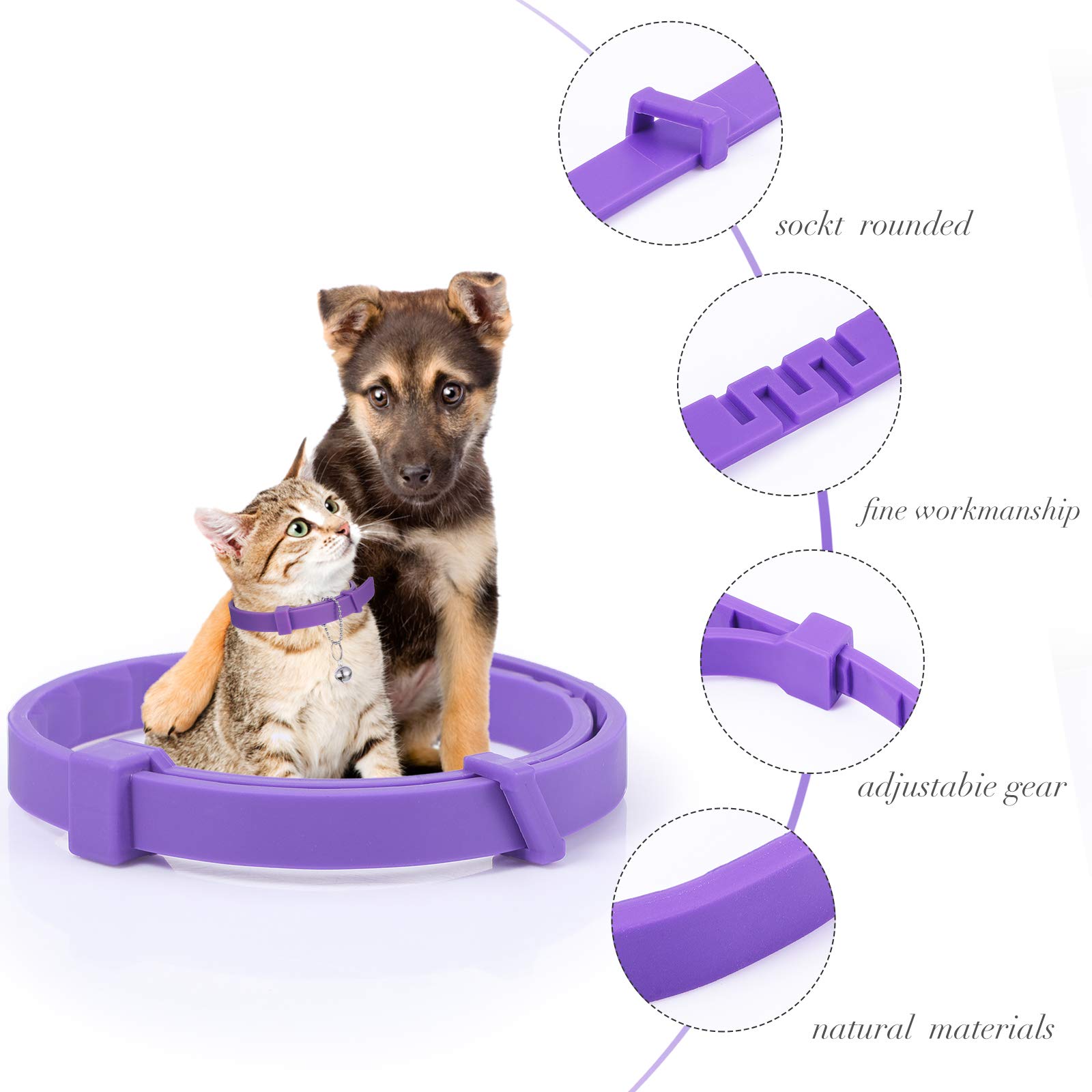 4 Pieces Cat Calming Collars Adjustable Cat Pheromones Calming Collars with 4 Bells Reducing Anxiety for Pets Suitable for Small Medium and Large Cats (15 Inches)