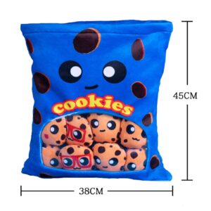 Nenalayo Plushies Doll a Bag of Cookie Toy Stuffed Soft Snack Pillow Plush Yummy Food Toy for Birthday Gift, Stuffed Toy Game Pillow Cushion Gift for Kids (Blue)