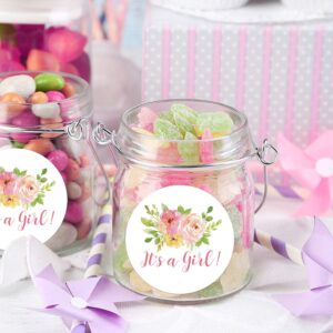 50 It's A Girl Stickers Baby Shower Favors, Baby Shower Stickers, Floral Garden Party Baby Shower Decoration, 2 Inch.