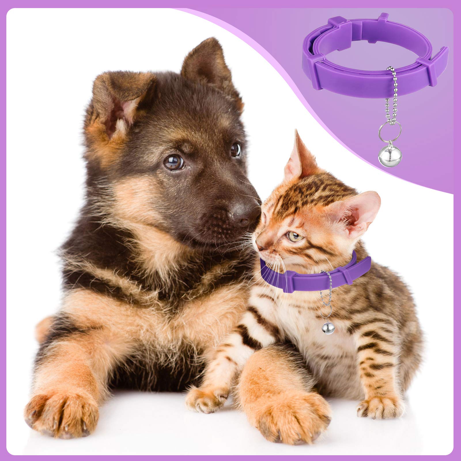 4 Pieces Cat Calming Collars Adjustable Cat Pheromones Calming Collars with 4 Bells Reducing Anxiety for Pets Suitable for Small Medium and Large Cats (15 Inches)