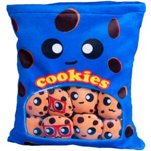 nenalayo plushies doll a bag of cookie toy stuffed soft snack pillow plush yummy food toy for birthday gift, stuffed toy game pillow cushion gift for kids (blue)