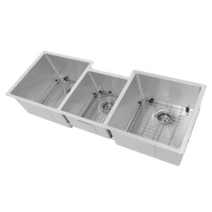 zline 45" breckenridge undermount triple bowl stainless steel kitchen sink with bottom grid and accessories (slt-45)