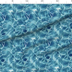 Spoonflower Fabric - Aqua Water Swimming Waves Sea Ocean Pacific Lagoon Pool Caribbean Printed on Petal Signature Cotton Fabric Fat Quarter - Sewing Quilting Apparel Crafts Decor