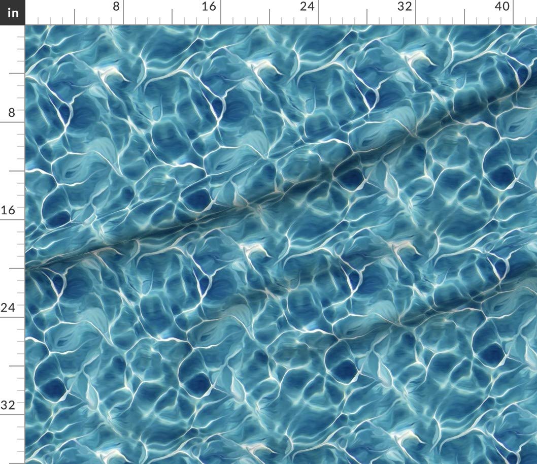 Spoonflower Fabric - Aqua Water Swimming Waves Sea Ocean Pacific Lagoon Pool Caribbean Printed on Petal Signature Cotton Fabric Fat Quarter - Sewing Quilting Apparel Crafts Decor