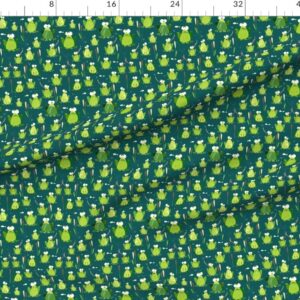 Spoonflower Fabric - Frog Toad Croak Teal Green Nature Amphibian Boys Kids Printed on Petal Signature Cotton Fabric Fat Quarter - Sewing Quilting Apparel Crafts Decor