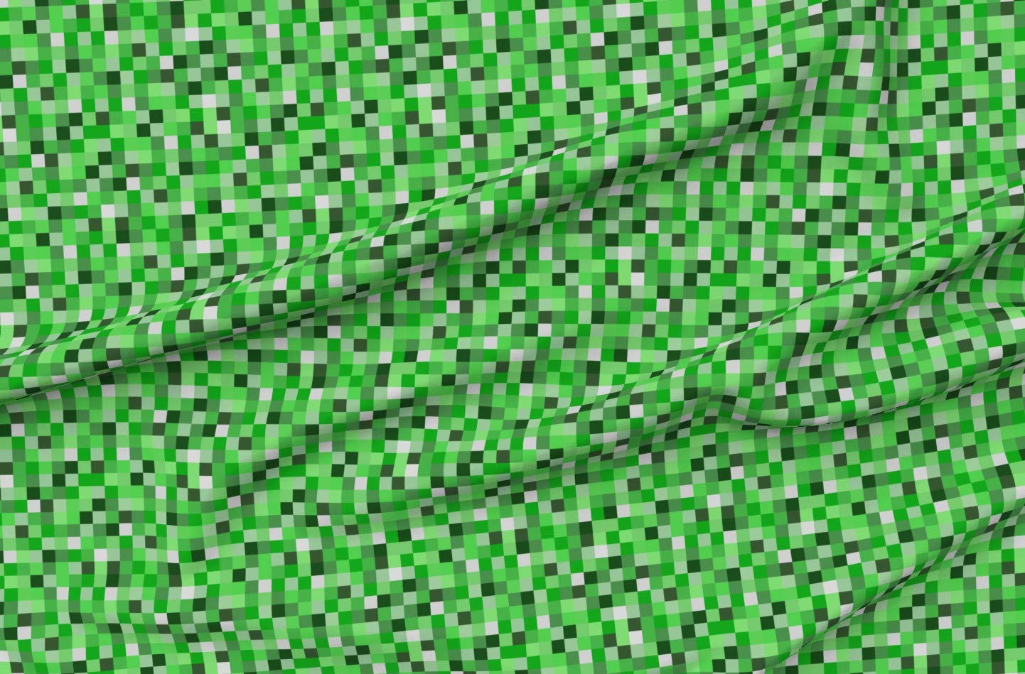 Spoonflower Fabric - Green Computer Video Games Gaming Kids Gaming Pixels Squares Printed on Petal Signature Cotton Fabric Fat Quarter - Sewing Quilting Apparel Crafts Decor