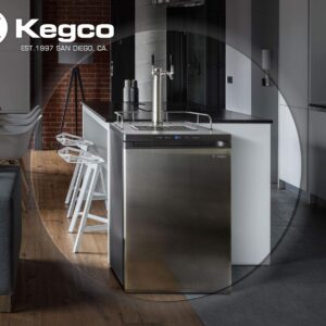 Kegco 3PK309X-2 Keg Dispenser, 2 Tap, Black Stainless Steel