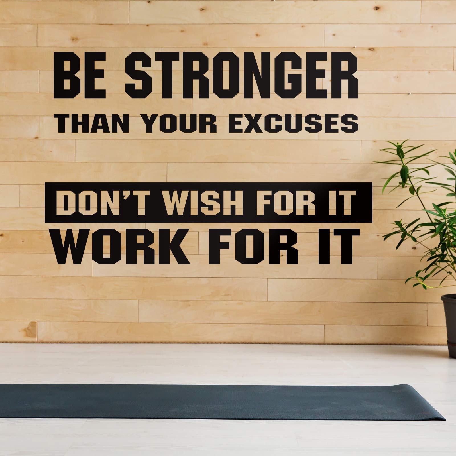 2 Pieces Gym Wall Decal Motivational Vinyl Wall Decals Be Stronger Than Your Excuses Sticker Don't Wish for it Work for it Large Gym Wall Quote Home Decor Stickers for Home Gym Yoga Exercise Fitness