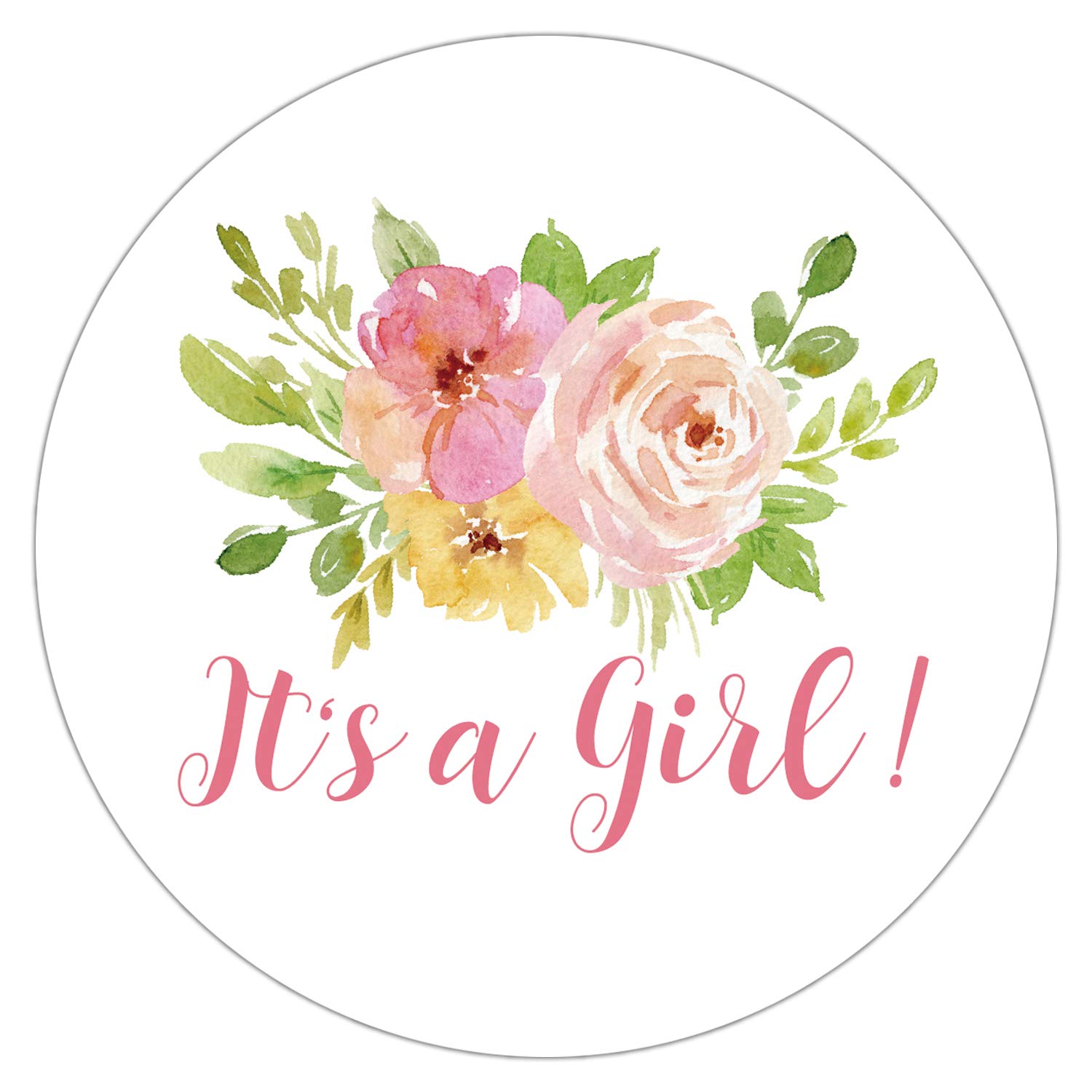 50 It's A Girl Stickers Baby Shower Favors, Baby Shower Stickers, Floral Garden Party Baby Shower Decoration, 2 Inch.