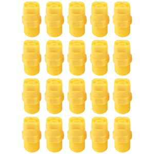 sydien 20pcs plastic 1/4 bspt male thread flat fan sprayer tip 80 degrees nozzles for cooling, agricultural irrigation, waste gas treatment yellow