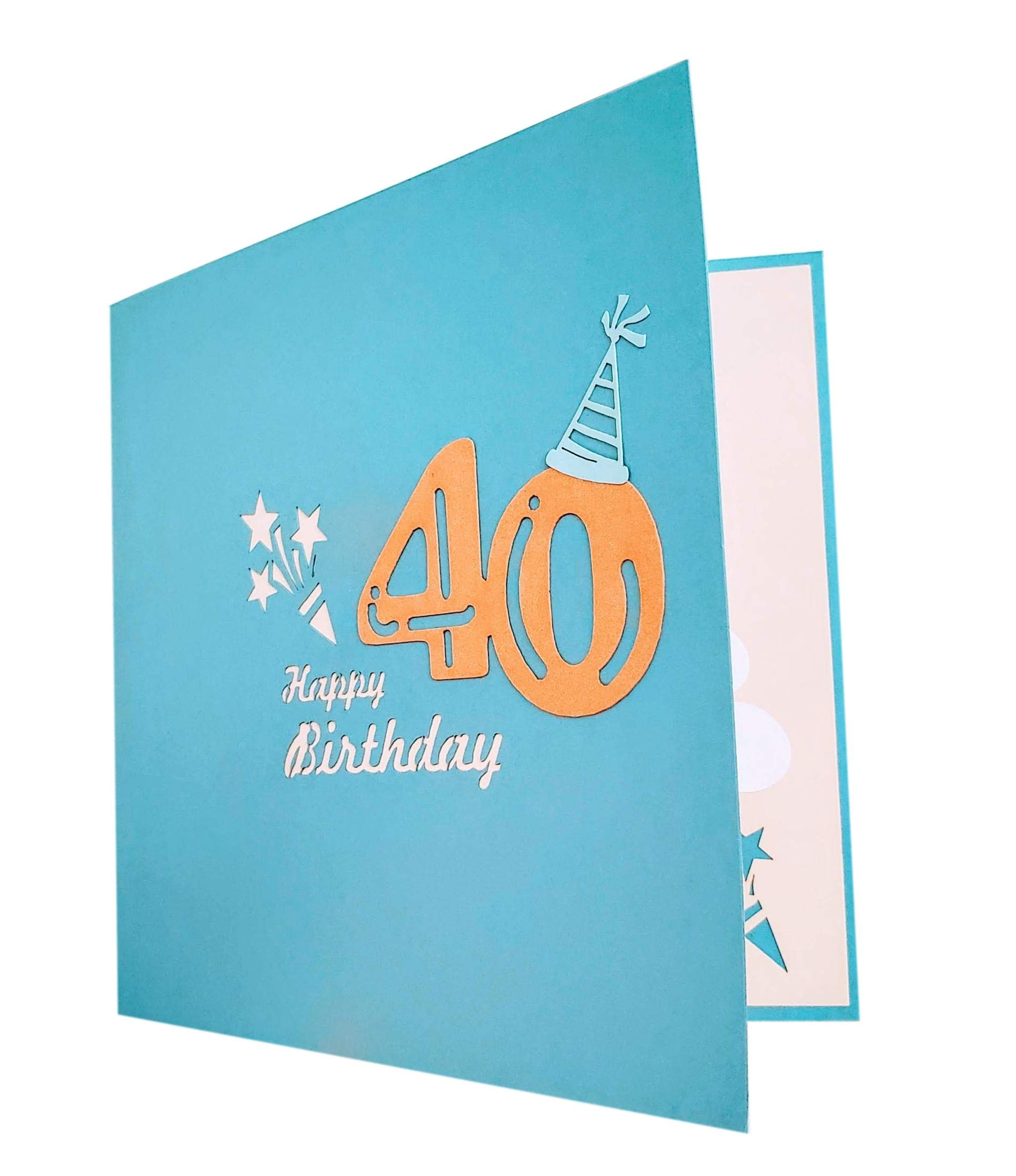 iGifts And Cards Happy 40th Blue Birthday Party Box 3D Pop Up Greeting Card – Forty, Awesome, Balloons, Presents, Unique, Celebration, Feliz Cumpleaños, Congrats, Fun