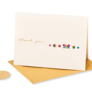 Papyrus Thank You Cards with Envelopes, Flower and Butterfly Gems (2-Count)