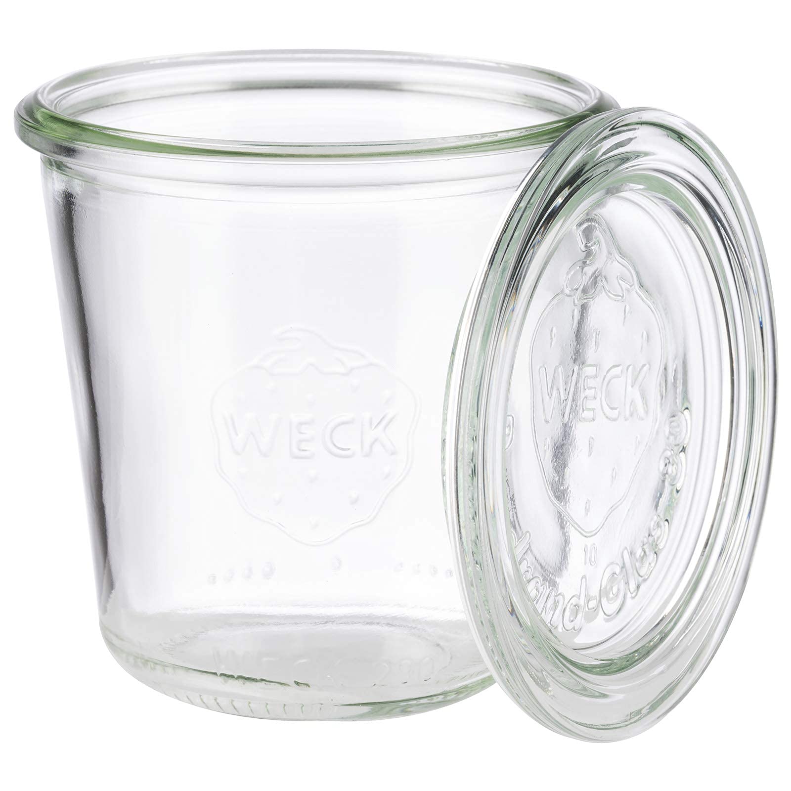 APS Set of 6 Original Weck Glasses 290 ml with Lids - Diameter 9 cm/Height 9 cm/Drop Shape