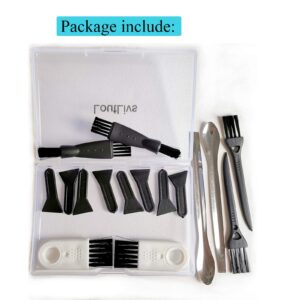 Vailldge Black Scrapers, LoutLivs Brushes & Spoons Kit for Herb Grinder (Keef Scraper Brushes & Spoons Kits