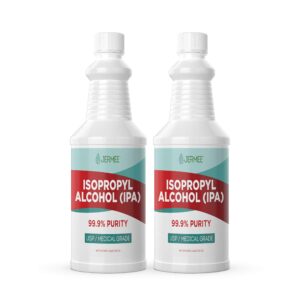 jermee isopropyl alcohol (ipa) 99.9% purity - usp/medical grade - concentrated rubbing alcohol, made in the usa, 32 ounce, 2 pack