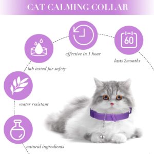 4 Pieces Cat Calming Collars Adjustable Cat Pheromones Calming Collars with 4 Bells Reducing Anxiety for Pets Suitable for Small Medium and Large Cats (15 Inches)