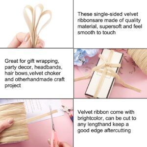 Pandahall 50 Yards Velvet Ribbon 3/8Inch Wide Single Face Velvet Ribbon Roll with Spool for Gift Wrapping Decoration Party Wedding Arts Crafts (Dark Khaki)