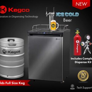 Kegco 3PK309X-2 Keg Dispenser, 2 Tap, Black Stainless Steel