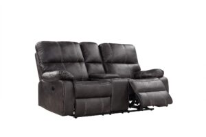 madrona burke zoey dark graphite power loveseat with dual recliners, hidden storage, and usb charging station