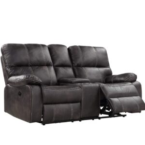 Madrona Burke Zoey Dark Graphite Power Loveseat with Dual Recliners, Hidden Storage, and USB Charging Station