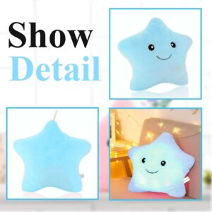 KAHEAUM Creative Twinkle Star Glowing LED Night Light Up Plush Pillows Stuffed Toys Birthday Gifts for Kid Children Friends,Couch Bed Throw Pillows Decorative Light Blue Throw Pillow Covers