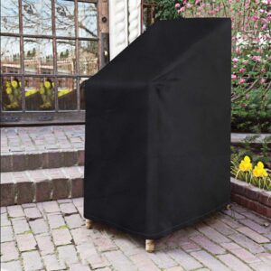 UCARE Stackable Chair Cover Waterproof 210D Oxford Fabric Patio Stacking Chair Protective Covers for Outdoor Garden Furniture Set Protector (2, L: 26x28.7x47.3(33.1) in/ 66x73x120(84) cm)