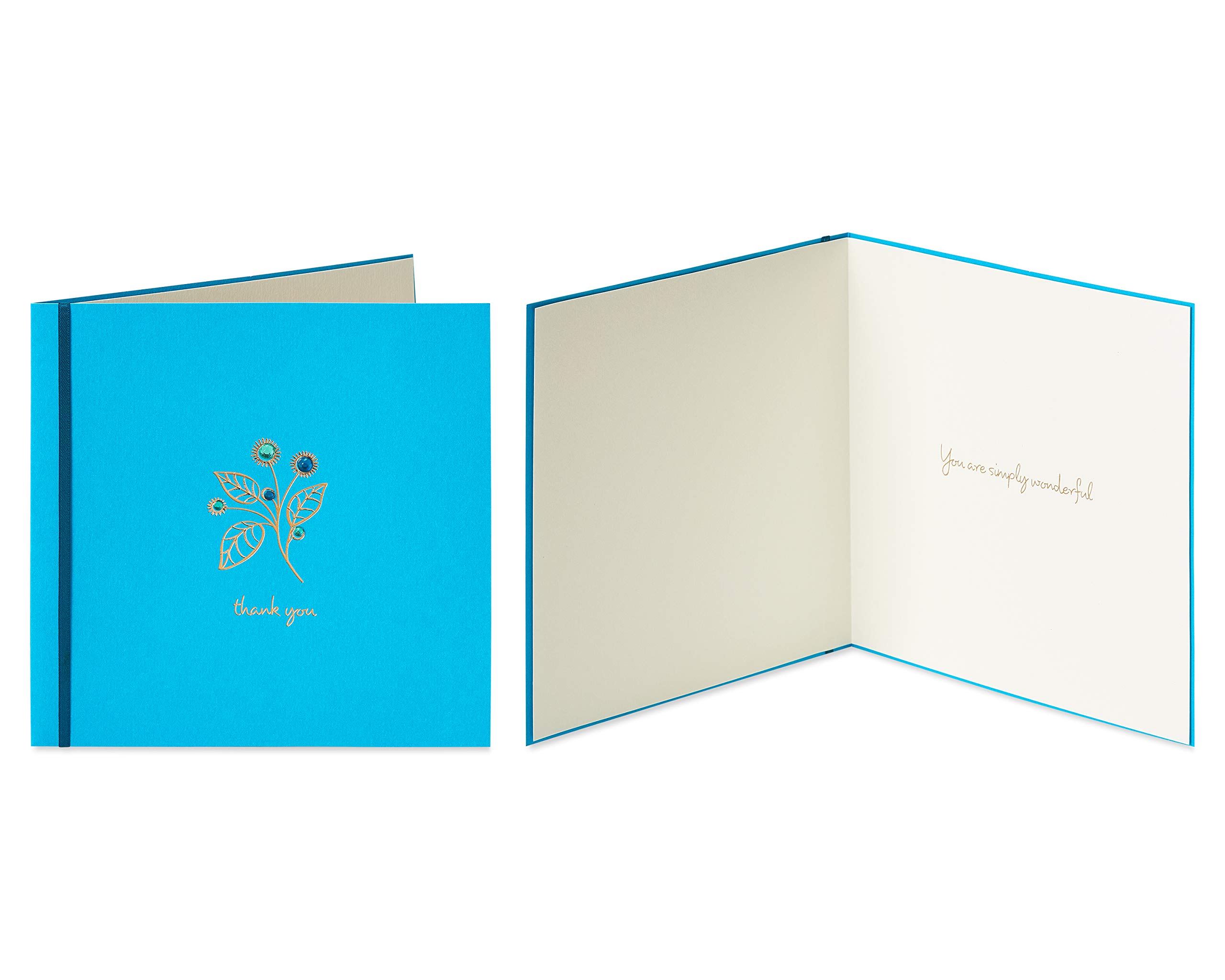 Papyrus Thank You Cards with Envelopes, Flower and Butterfly Gems (2-Count)