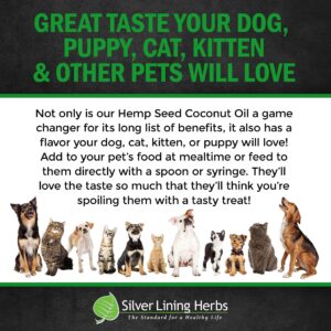 Silver Lining Herbs Coconut Oil for Dogs with Hemp Seed Oil | 8oz Bottle | Anti Itch & Hot Spot Treatment For Dogs Skin & Coat | Allergy Aid | Supports Immune System, Joints, & Digestion | Made in USA