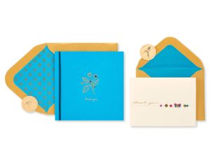 papyrus thank you cards with envelopes, flower and butterfly gems (2-count)