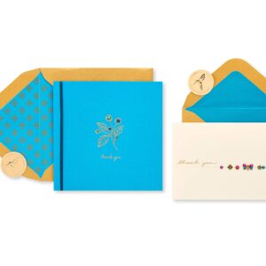 Papyrus Thank You Cards with Envelopes, Flower and Butterfly Gems (2-Count)