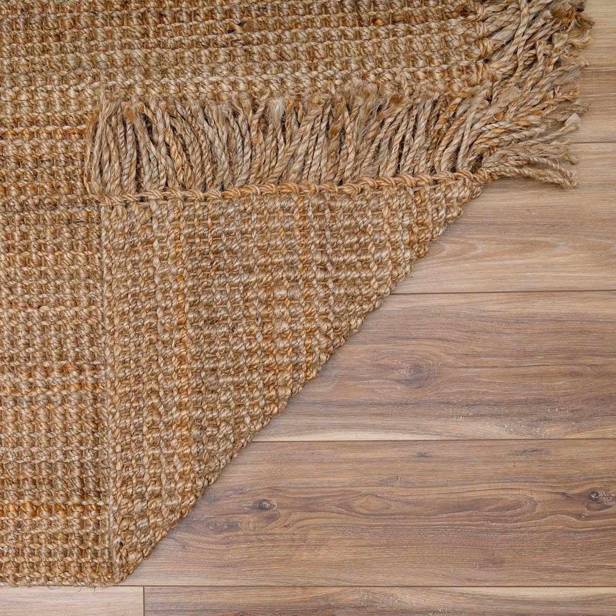 Hauteloom Moncton Handwoven Sea Grass Jute Rug - Natural Fiber Area Rug - Natural Fringe Tassel - Rattan Wicker Look Carpet - Brown - 5' x 7'6" (5x7)