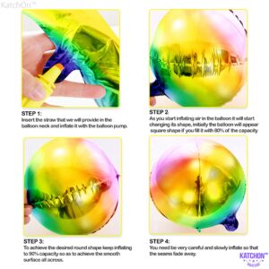 KatchOn, Rainbow Foil Balloons - 22 Inch, Pack of 6 | 4D Gradient Rainbow Balloons | Tie Dye Balloons for Birthday Party Decor | Rainbow Unicorn Balloons | Rainbow Mylar Balloons, Iridescent Balloons