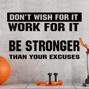 2 pieces gym wall decal motivational vinyl wall decals be stronger than your excuses sticker don't wish for it work for it large gym wall quote home decor stickers for home gym yoga exercise fitness