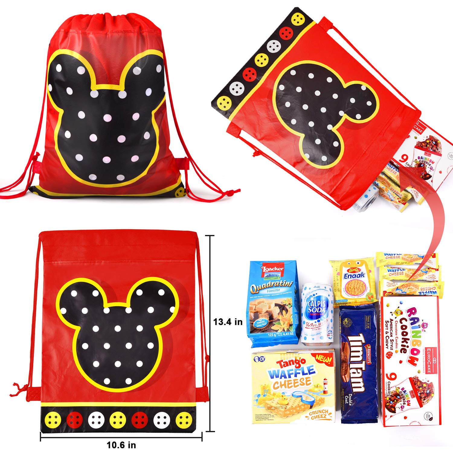 e Mouse Favor Bags, Treat Candy Goodie Gift Non-woven Bags Reusable for Baby Birthday Party Supplies Baby Shower Mouse Theme Party Decorations-24 Pack