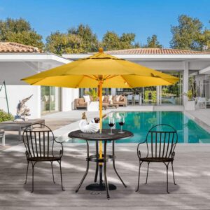 VINGLI 32" Outdoor Dining Table, Round Patio DiningTable with Umbrella Hole, Cast Aluminum Outdoor Bistro Table Outdoor Furniture Garden Table (Bronze, 32" Dia x 29 H) (Bronze)