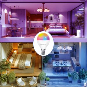 5W=40W, LED Smart Bulb, A15 Globe Shape, Compatible with Alexa, Google Home, E12, Dimmable, WiFi, Color Changing, Tunable White 2700K-6500K, G45 Ceiling Fan Light Bulbs, 1 Pack, No hub Required